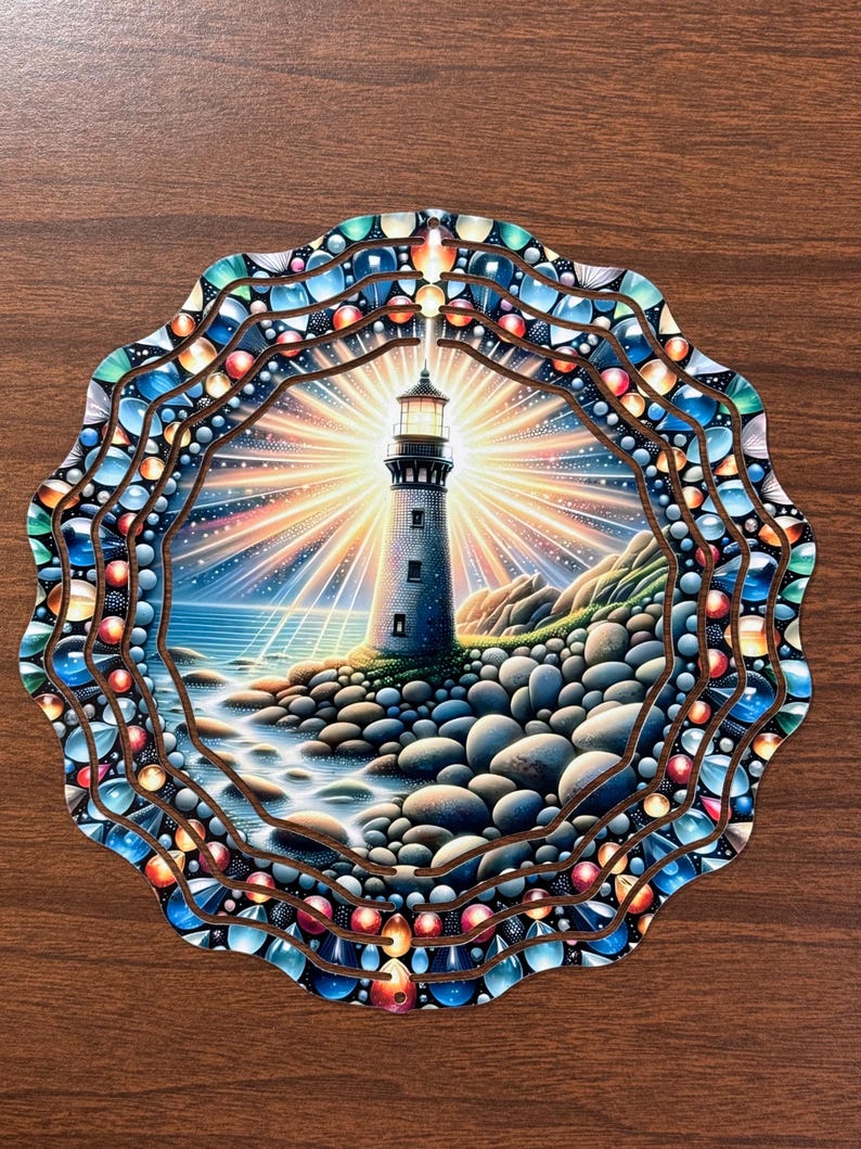 Wind Spinner 8 Inch Lighthouse Design - Etsy