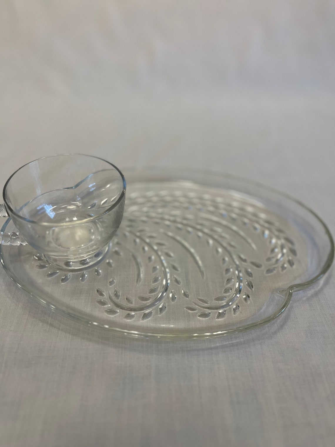 Vintage Federal Glass Hospitality Snack Set With Original Box - Etsy