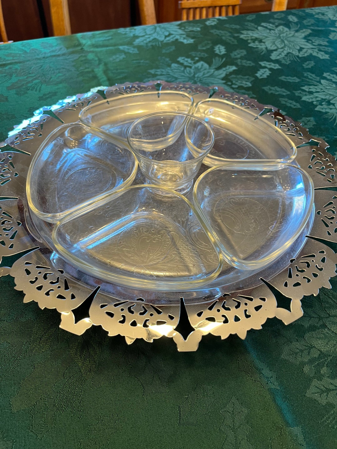 Vintage Silver Lazy Susan - Etsy