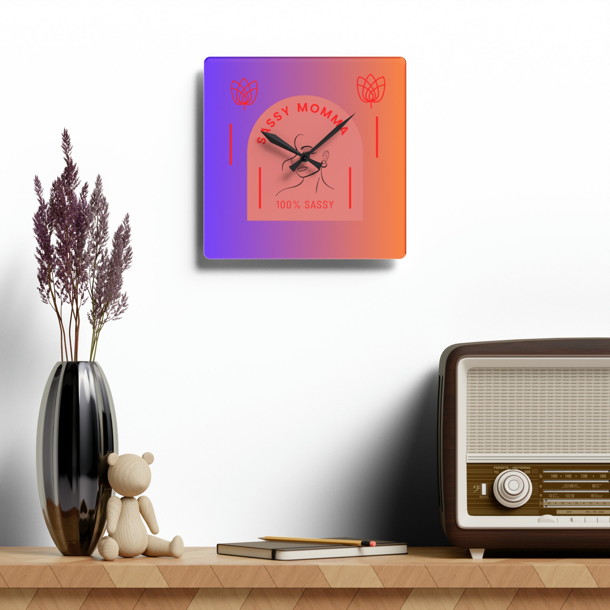 Square Wall Clock Sassy Momma's Clock Timeless Celebration of Black ...