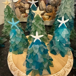 Lighted Sea Glass Tree: Aqua Blue Beach Decor With Starfish - Etsy