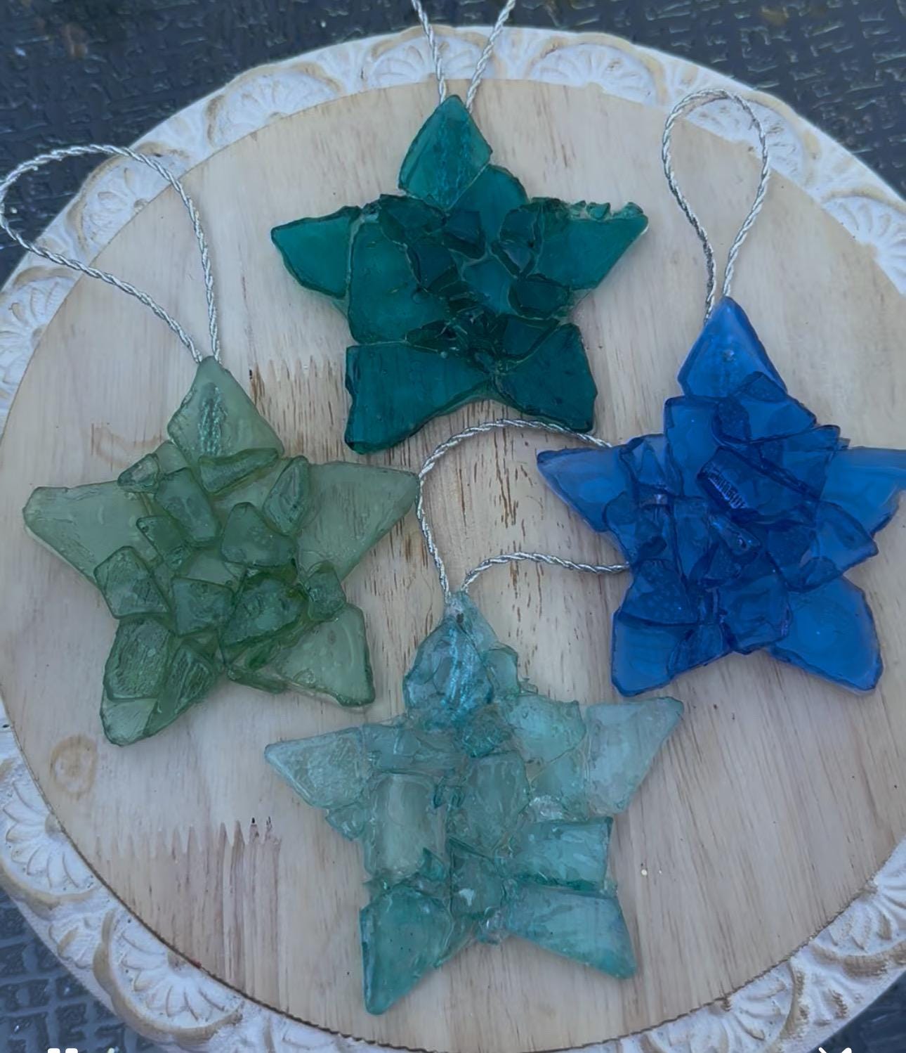 Seaglass Star Christmas ORNAMENT or MAGNET: Handmade Coastal Tree Decor ...