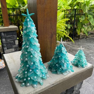 Sea Glass Christmas Tree With Starfish, Coastal Decor With Pearls ...