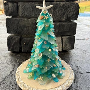 Lighted Sea Glass Tree: Aqua Blue Beach Decor With Starfish - Etsy
