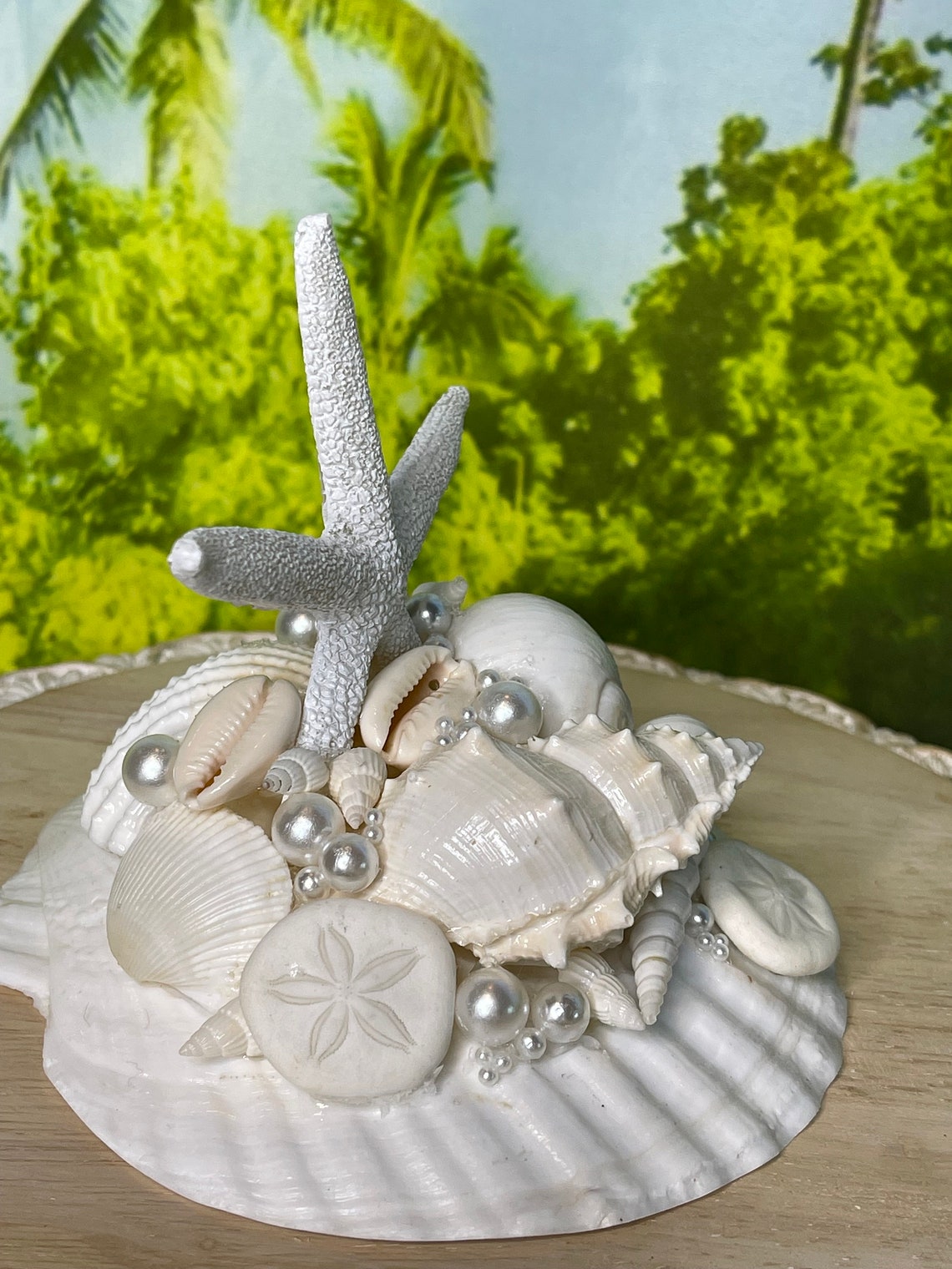 FREE SHIPPING Starfish Beach Wedding Cake Topper, White Cake Topper ...