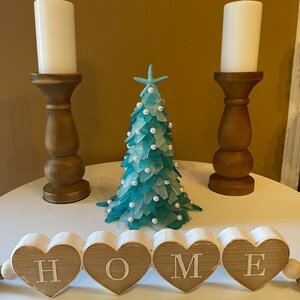 Sea Glass Christmas Tree With Starfish, Coastal Decor With Pearls ...