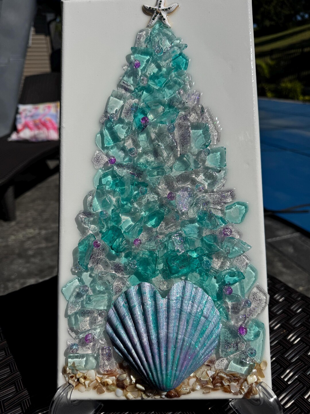Handmade Sea Glass Tree Canvas Art: Coastal Heart Seashell Decor - Etsy