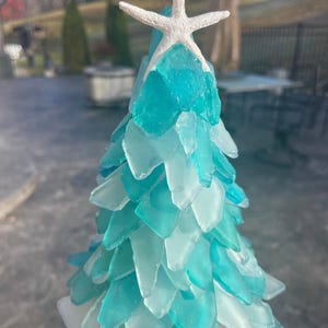Sea Glass Christmas Tree With Starfish, Coastal Decor With Pearls ...