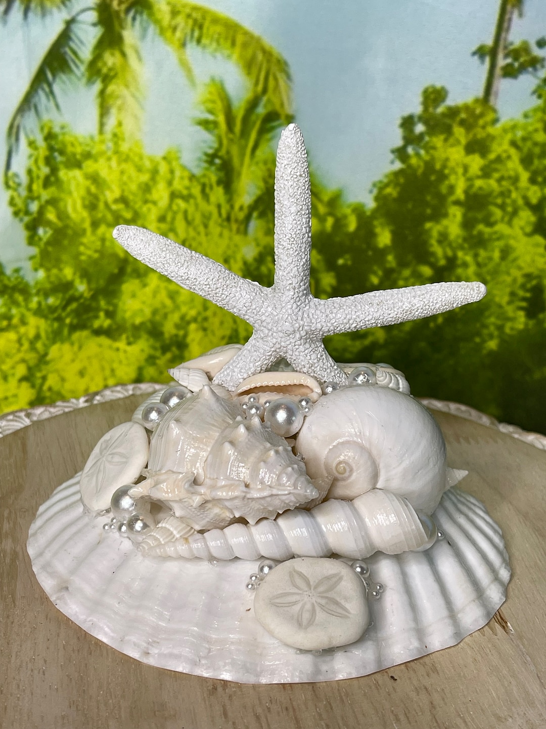 FREE SHIPPING Starfish Beach Wedding Cake Topper, White Cake Topper ...