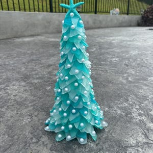 Sea Glass Christmas Tree With Starfish, Coastal Decor With Pearls ...