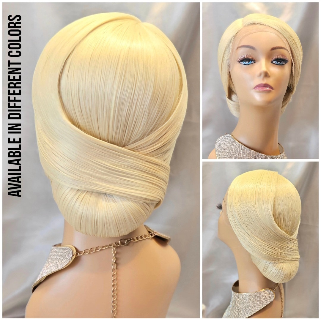 Topaz, Inverted Bottom Knot Updo Lace Front Wig, Synthetic Custom Wig ...