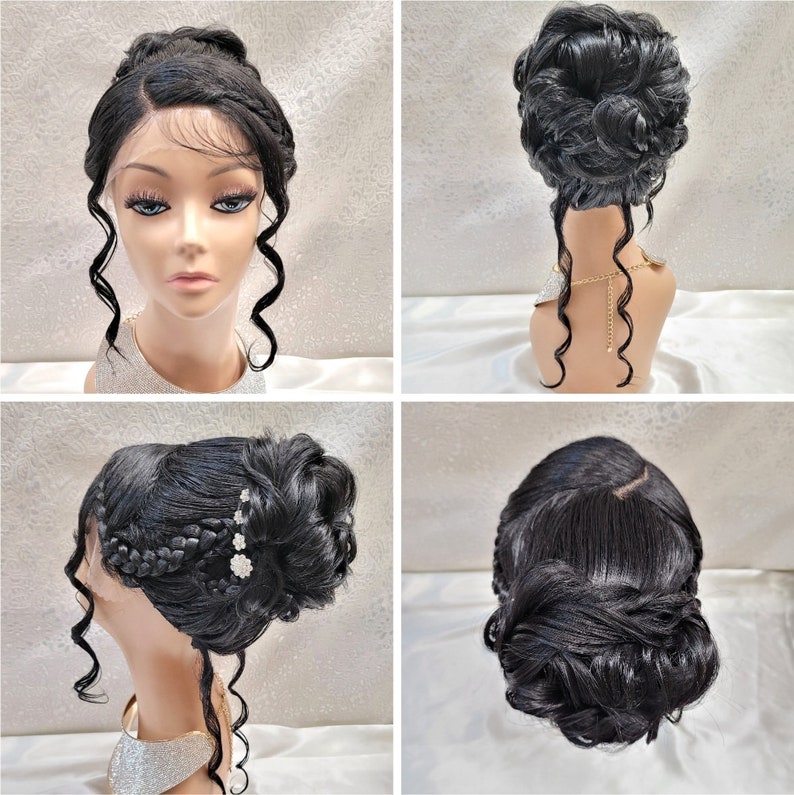 Zelda, Side Braid Updo Wig, Lace Front, Custom Synthetic Hair - Etsy