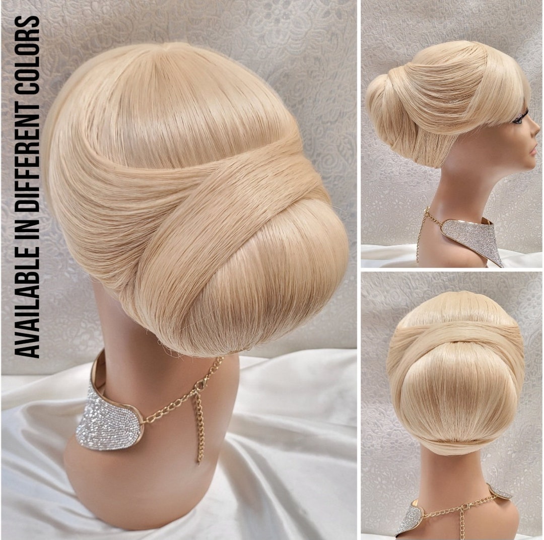 Kate, Wrapped Updo With Curtain Bang, Synthetic Custom Wig, Pre-styled ...