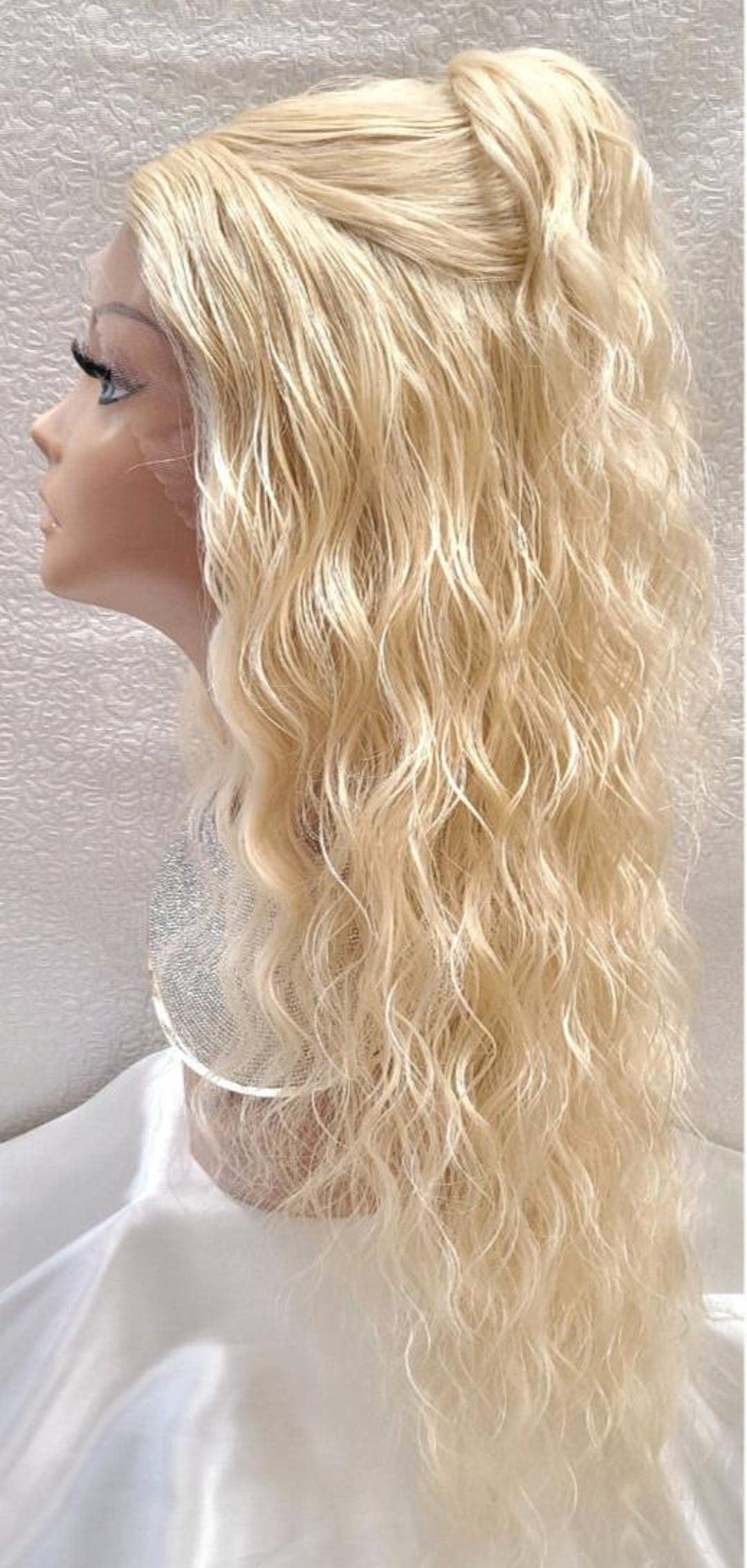 Briana, Natural Deep Curly Half Updo Lace Front Wig, Prom Wedding Wig ...