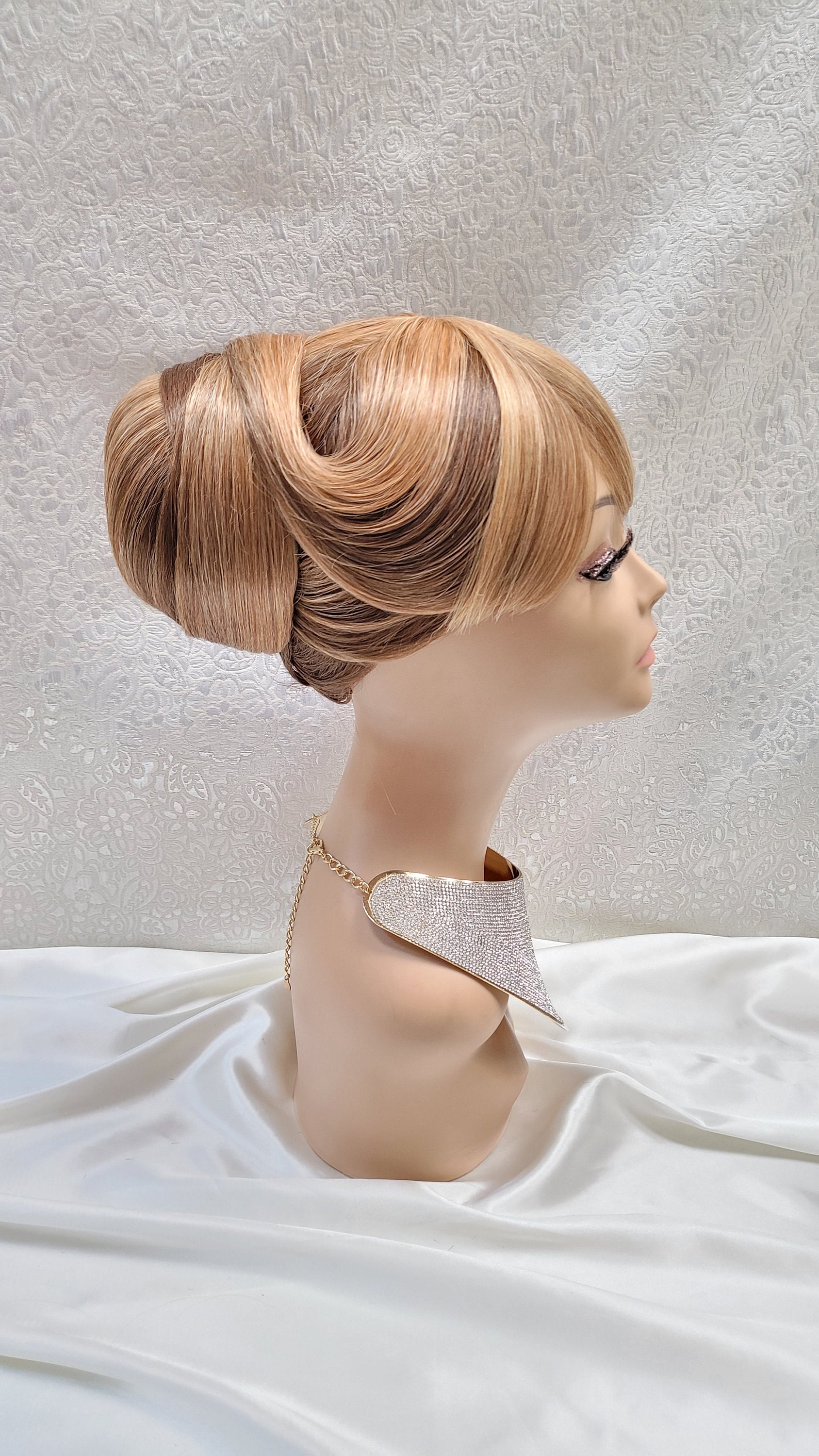 Royal Double Wrap Updo With Curtain Bang Custom Wig - Etsy
