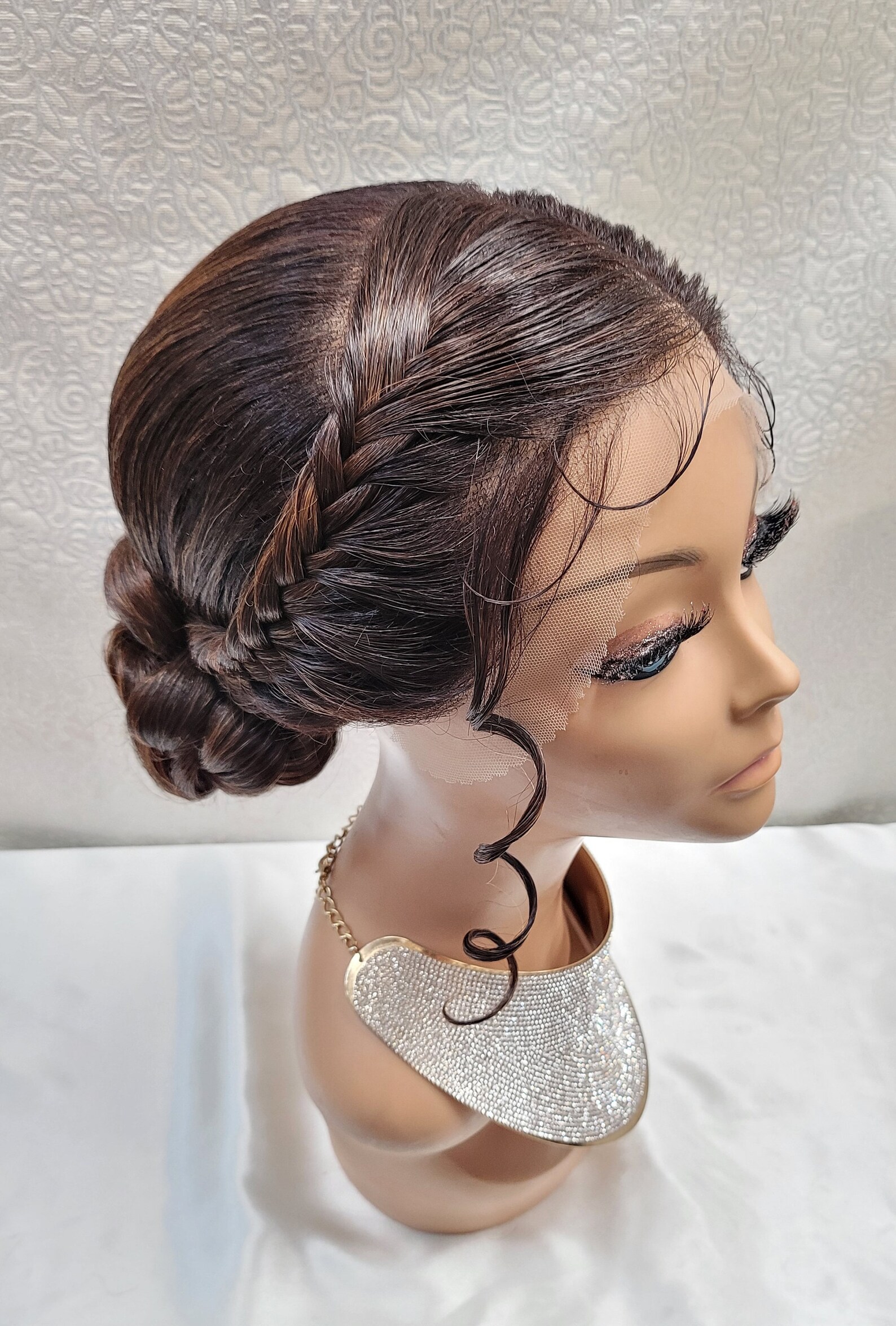 Raya Fish Braided Low Updo Lace Front Wig Synthetic Custom - Etsy