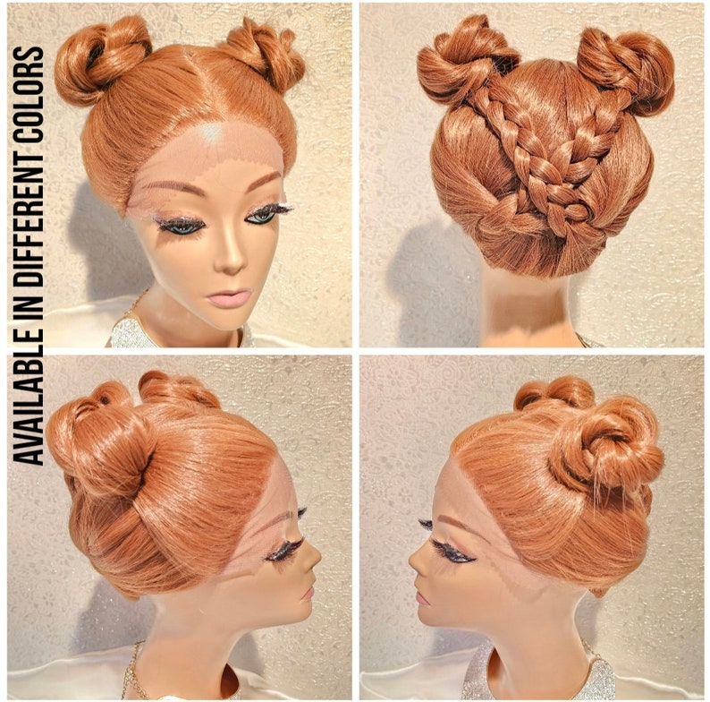 Lala, Space Bun With Braids Lace Front Custom Wig, Styled Wigs, Prom ...