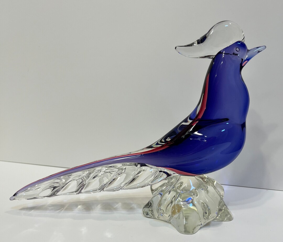 Vintage Murano Archimede Seguso Glass Cockerel/pheasant/bird in Blue ...