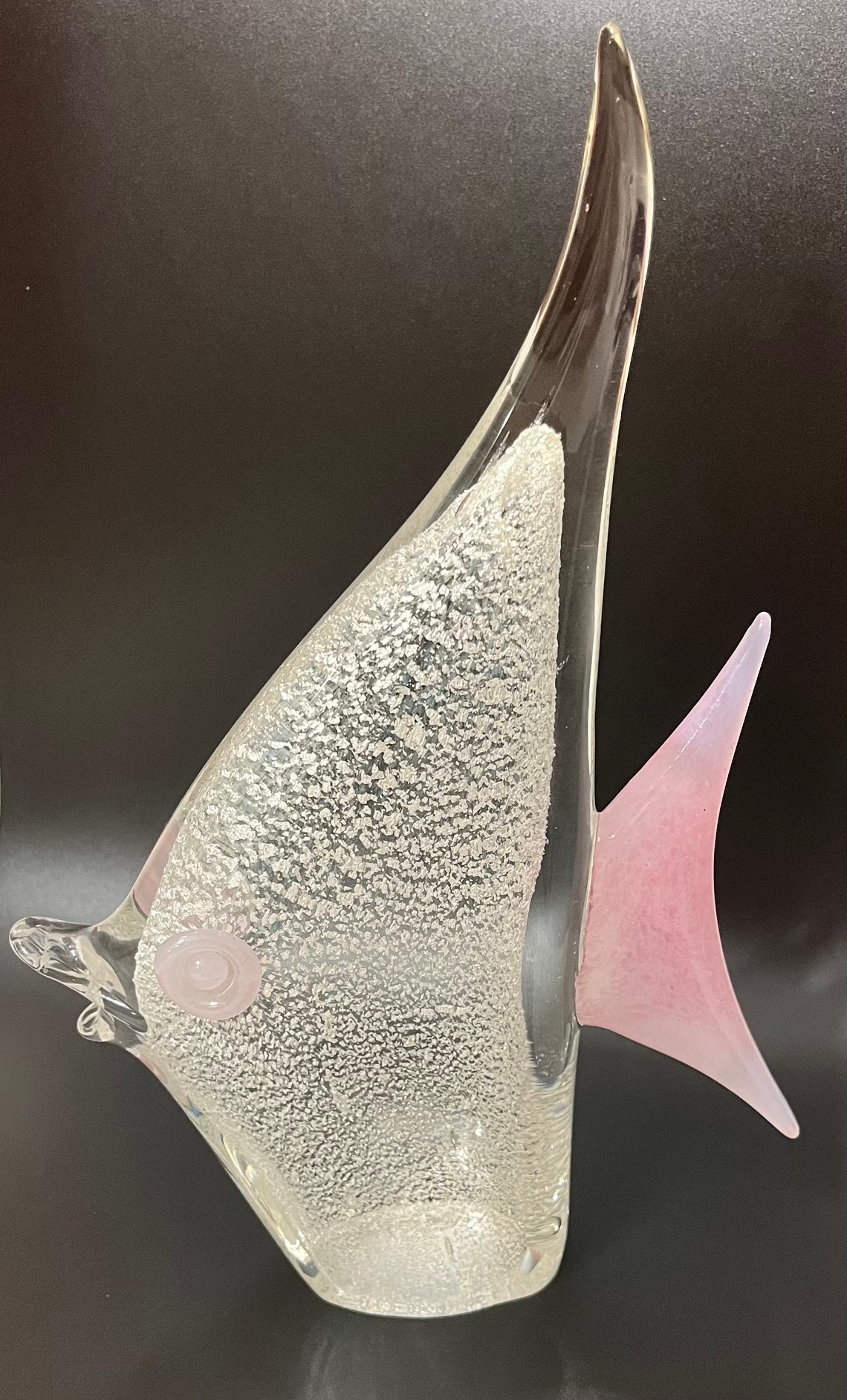 Vintage Murano Glass Angel Fish Silver Foil & Pink MINT - Etsy