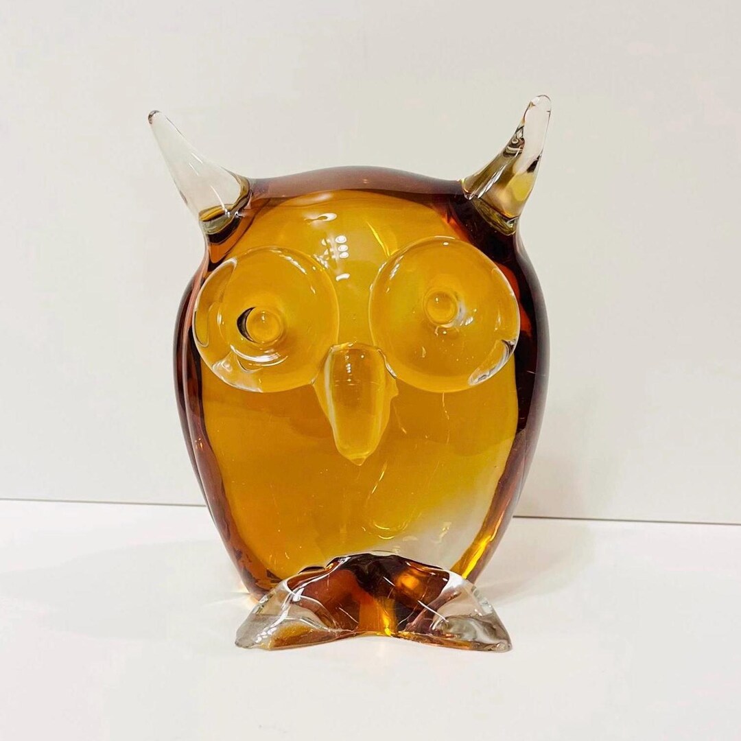 Vintage Murano Glass Seguso SVDA Large Amber Owl - Model 14295 : 1964 ...