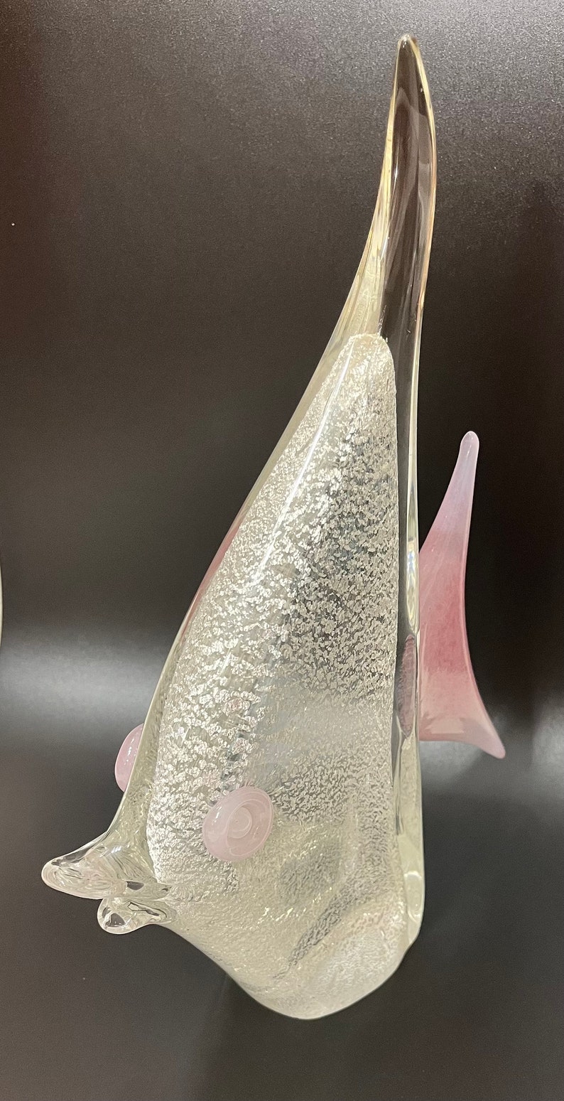 Vintage Murano Glass Angel Fish Silver Foil & Pink MINT - Etsy