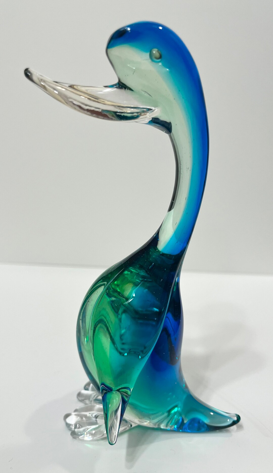 Vintage Murano Glass Duck/goose/bird-mid Century Modern-blue/green ...