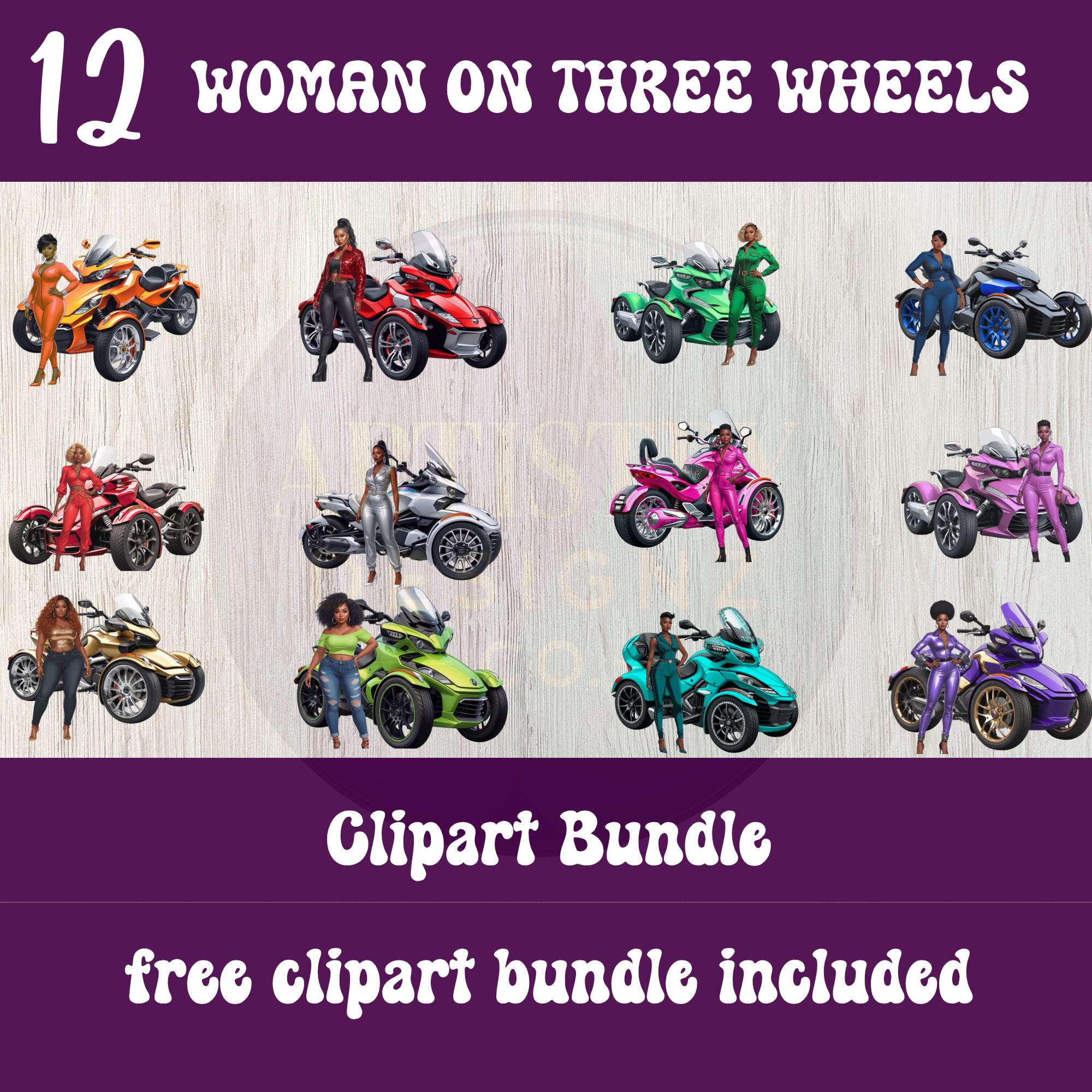 Women on Three Wheels Clipart Bundle Baddie Black Women on Trikes PNG ...