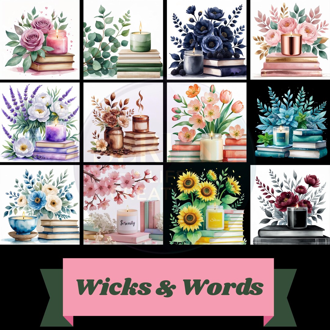 Candle and Book Clipart PNG Bundle |wicks & Words Collection - Etsy