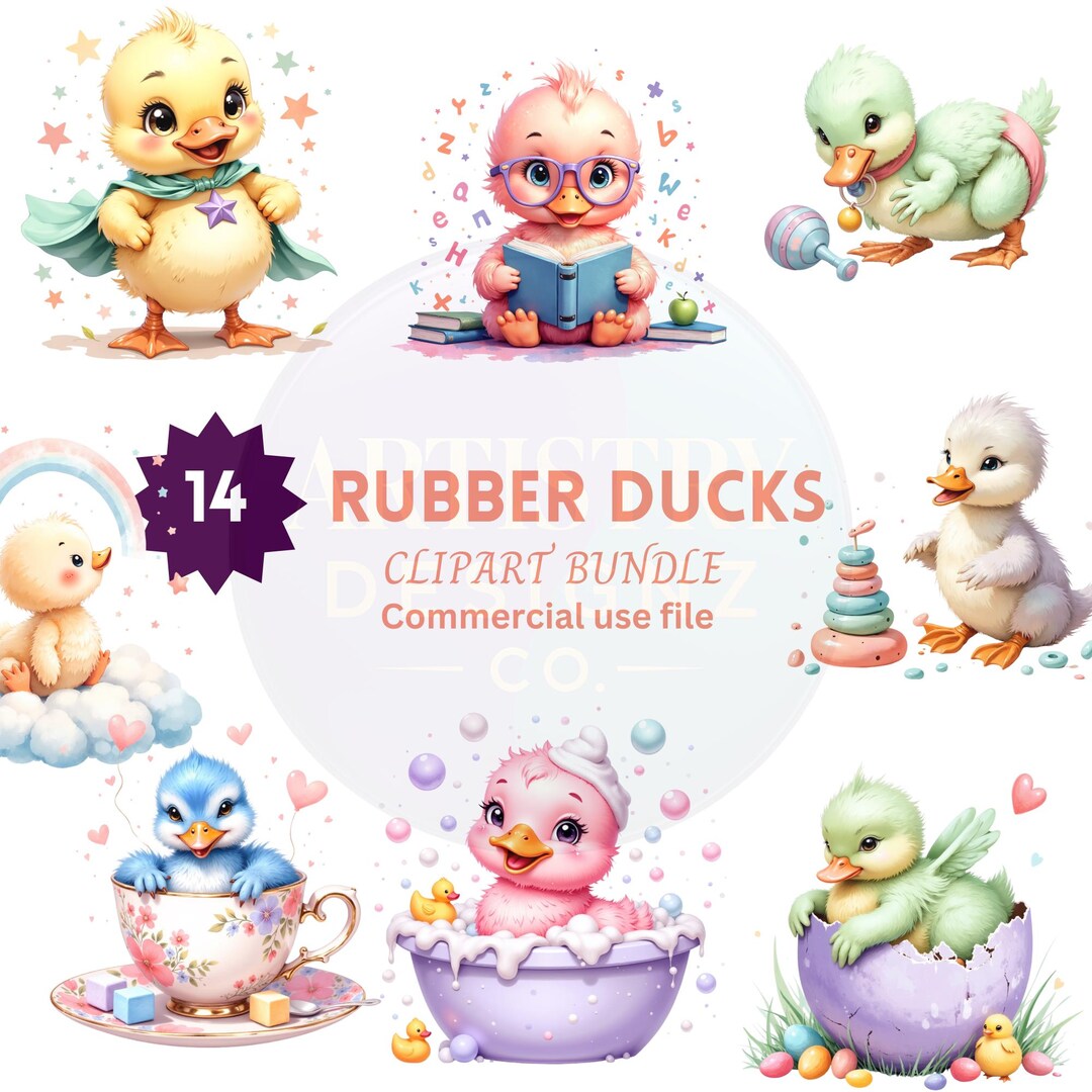Rubber Duck Clipart Bundle for Baby Shower Invitations and Nursery ...