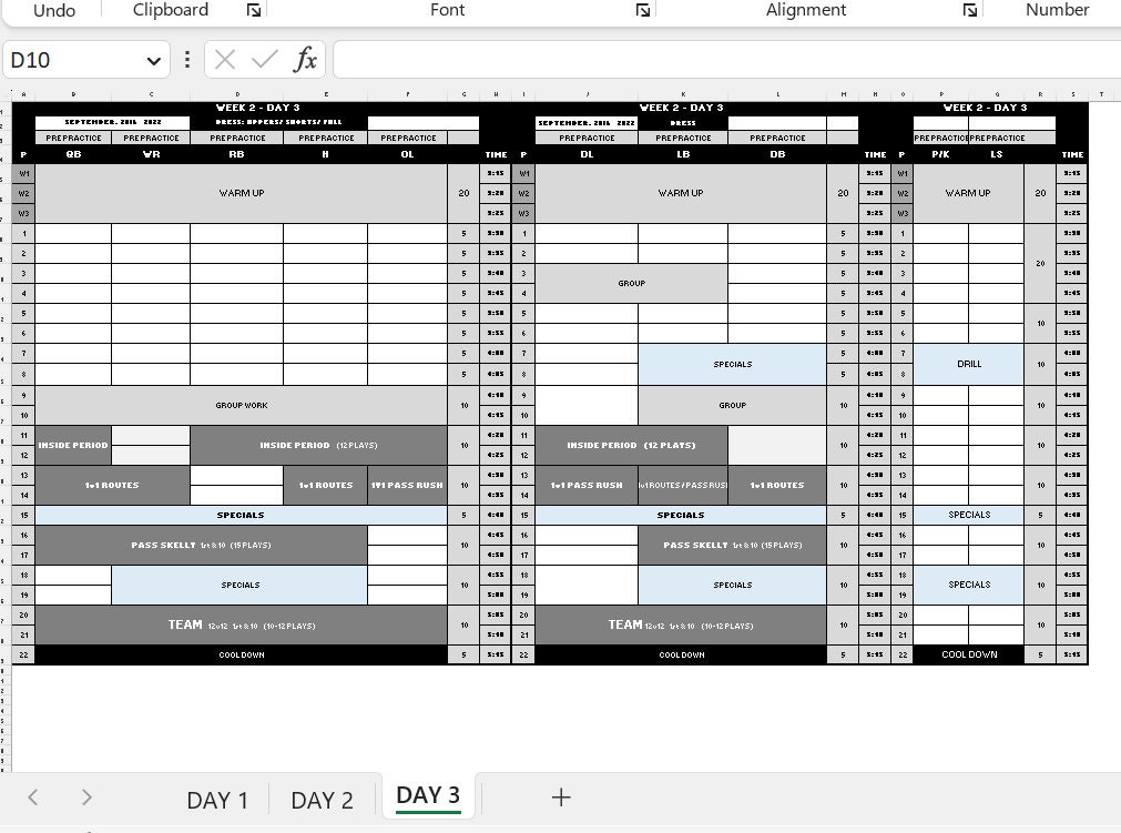 Full Team Practice Plan Template excel Document - Etsy