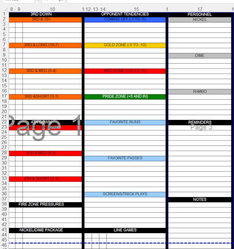 Defensive Playcall Sheet Template - Etsy