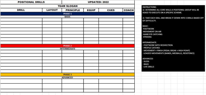 Positional Guide excel Template - Etsy