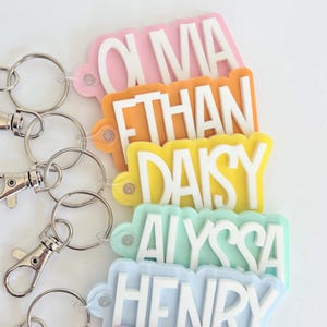 Custom Name Backpack Tag Keychain / Acrylic Name Keychains / Luggage ...