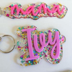 Confetti Glitter Name Keychains / Personalized Backpack Tag / Purse ...