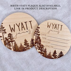 Baby Name Announcement Sign With Trees / Wooden Birth Announcement ...