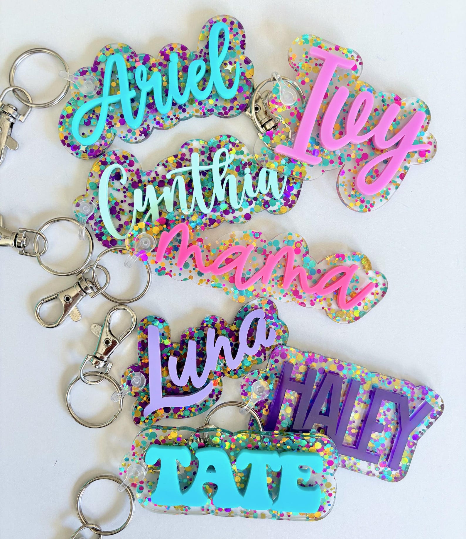 Confetti Glitter Name Keychains / Personalized Backpack Tag / Purse ...