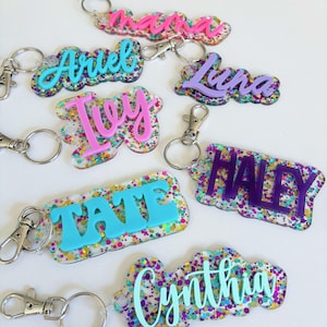 Confetti Glitter Name Keychains / Personalized Backpack Tag / Purse ...