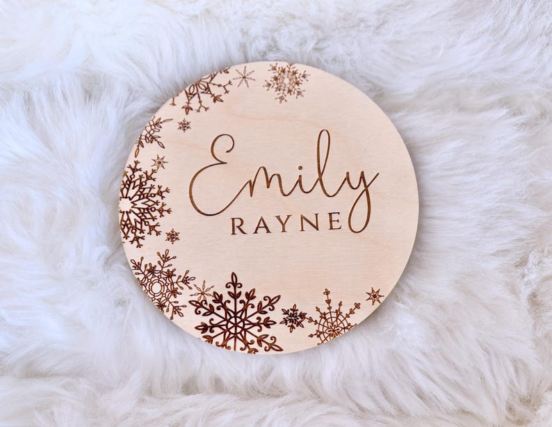 Snowflake Baby Name Sign, Winter Birth Announcement, Nursery Decor - Etsy