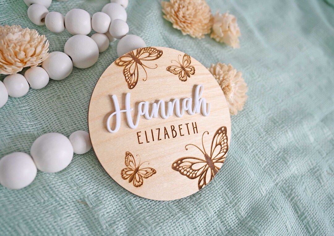 Wooden Name Sign With Butterflies / 3d Name Sign / Butterfly Birth ...