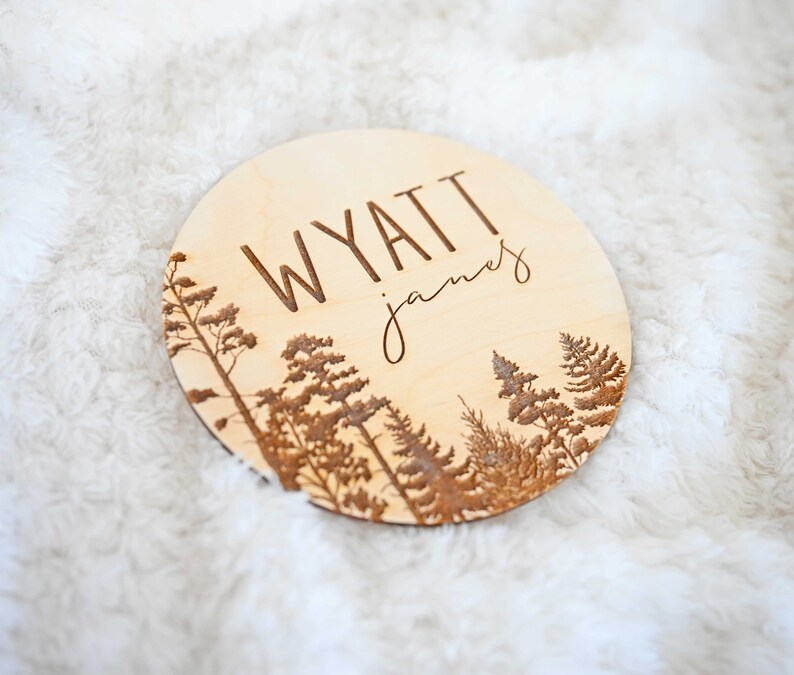 Baby Name Announcement Sign With Trees / Wooden Birth - Etsy