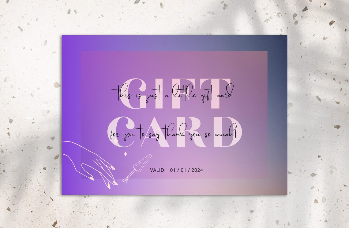 Editable Gift Card Voucher Template, for Beauty Salon, Nail Studio and ...