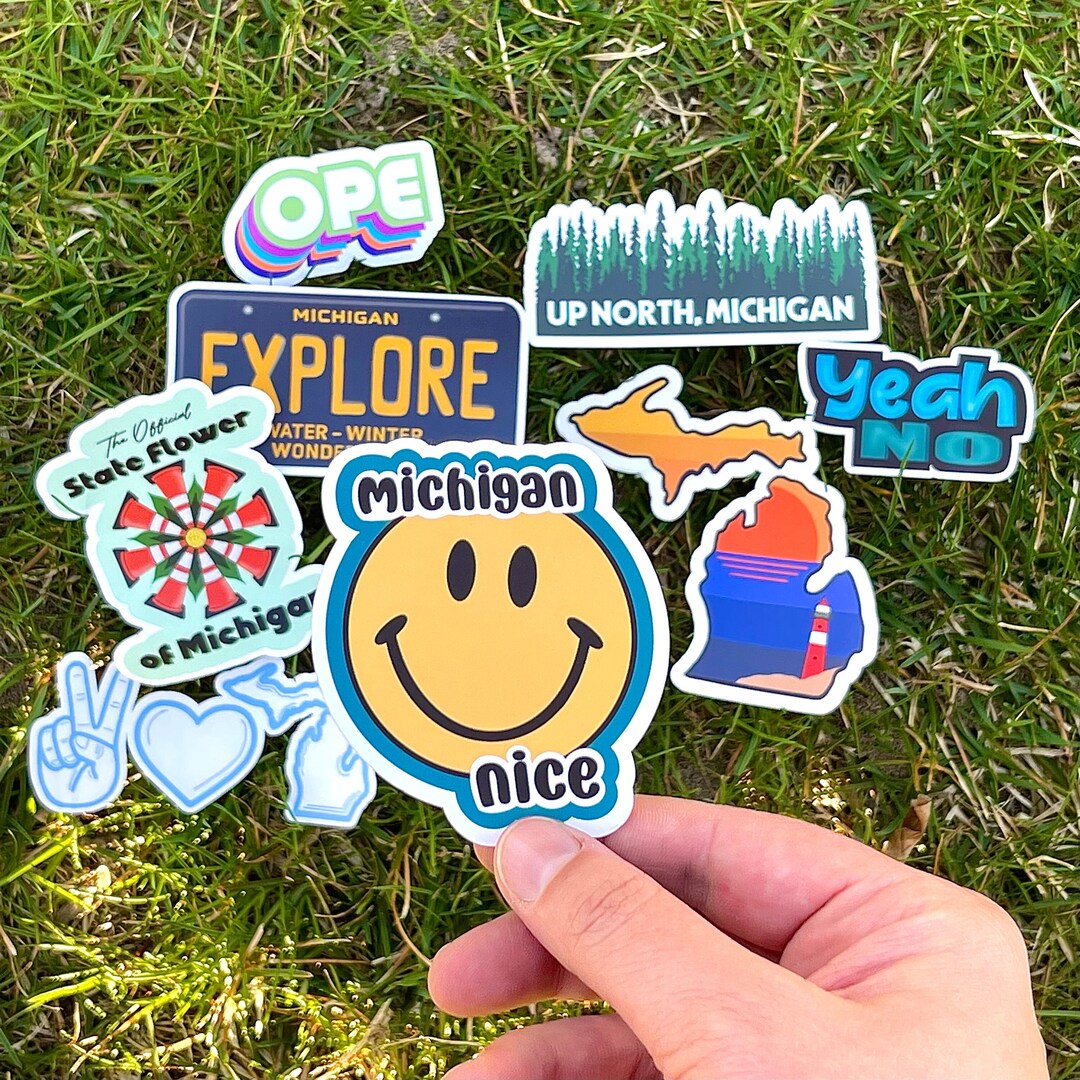 Michigan Vinyl Waterproof Sticker Pack, Pure Michigan Stickers - Etsy