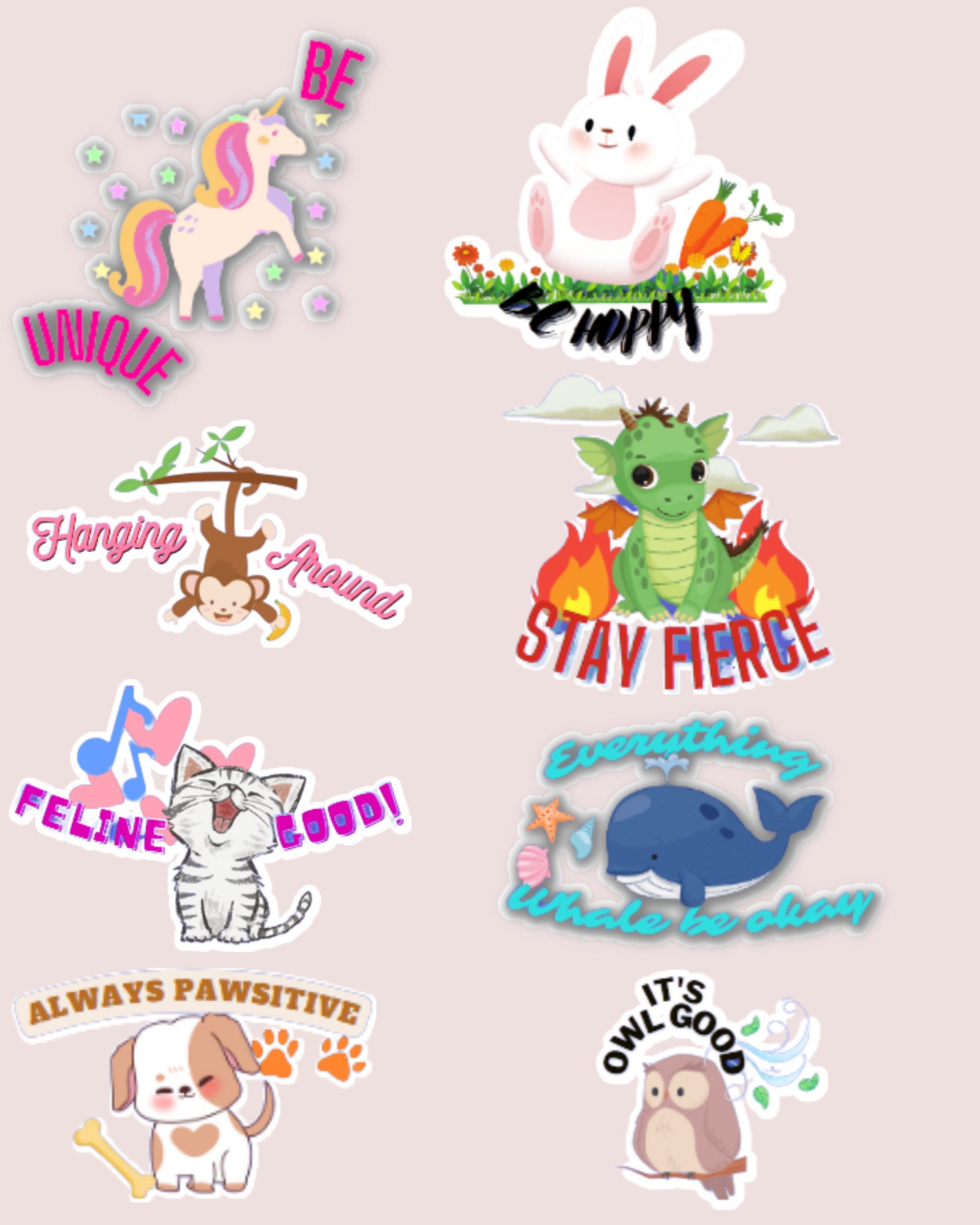 Printable Digital PNG Stickers (animal Edition) - Etsy
