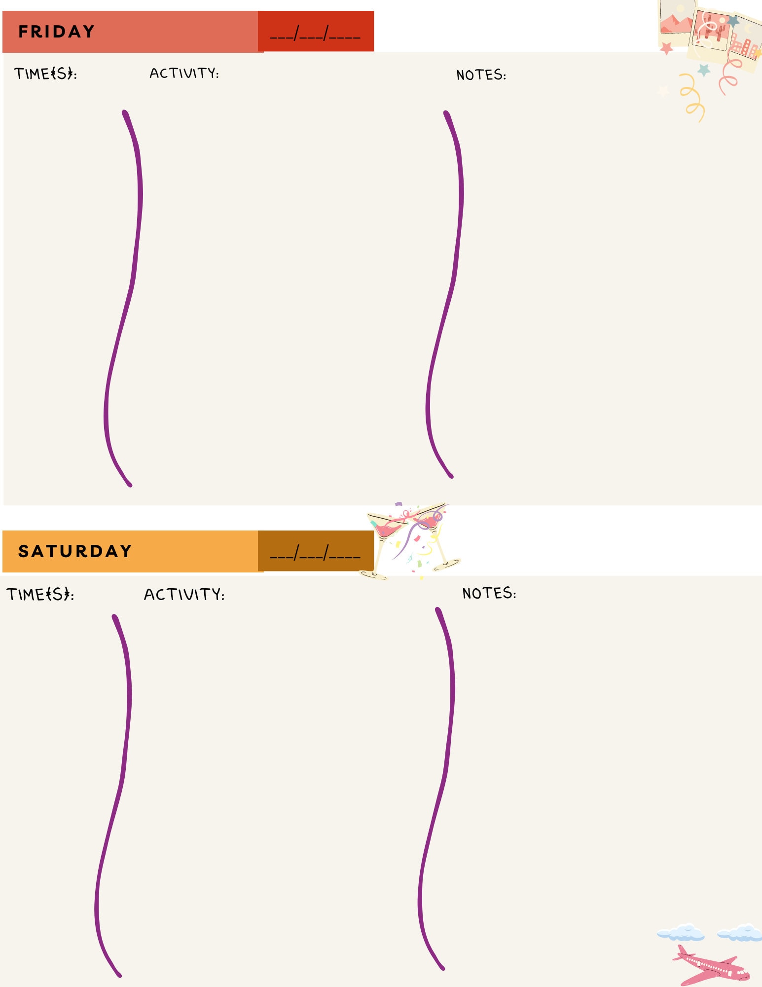 Travel Itinerary, Daily Itinerary, Instant Download, Printable ...