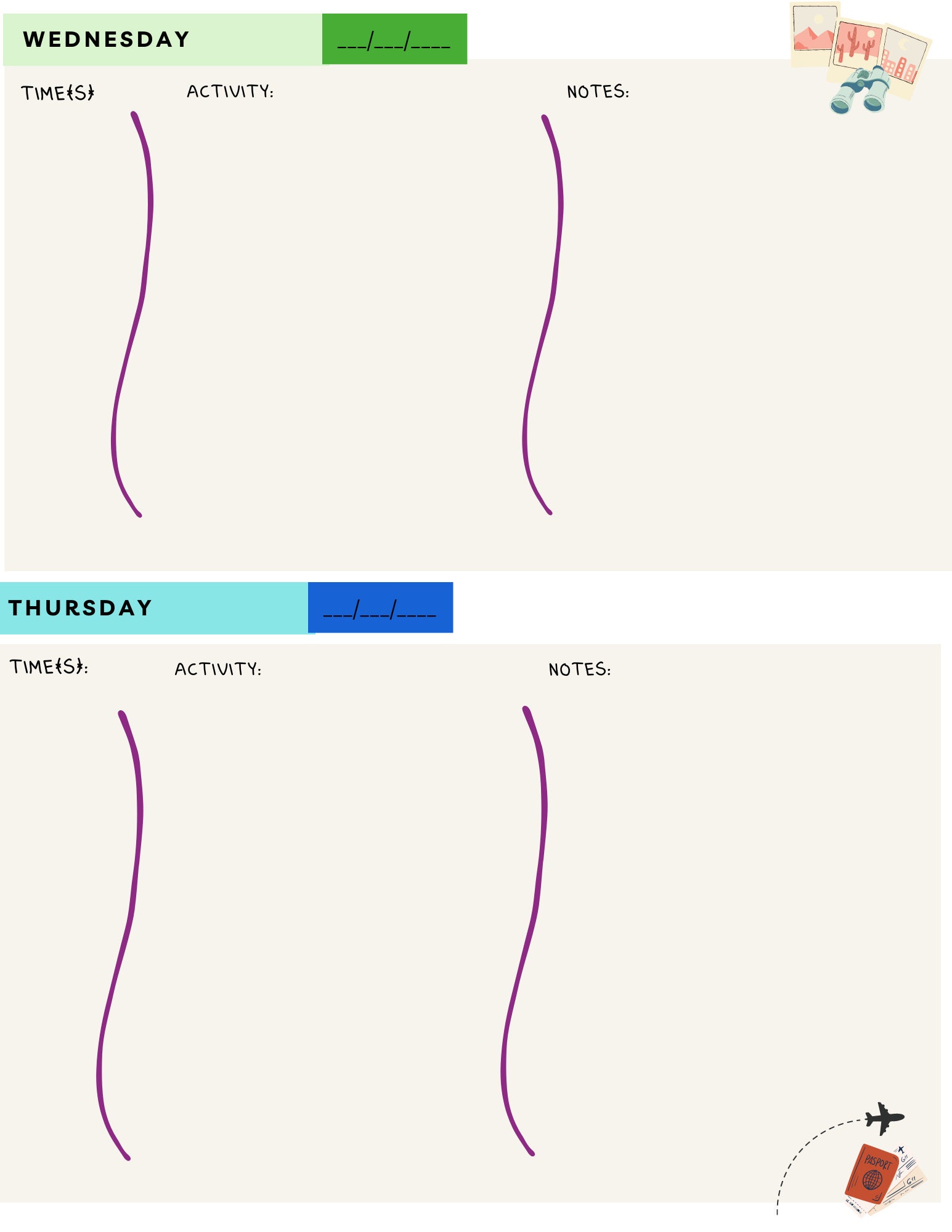 Travel Itinerary, Daily Itinerary, Instant Download, Printable ...