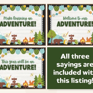 Back to School Bulletin Board Kit, Camping Adventure Printable Bulletin ...