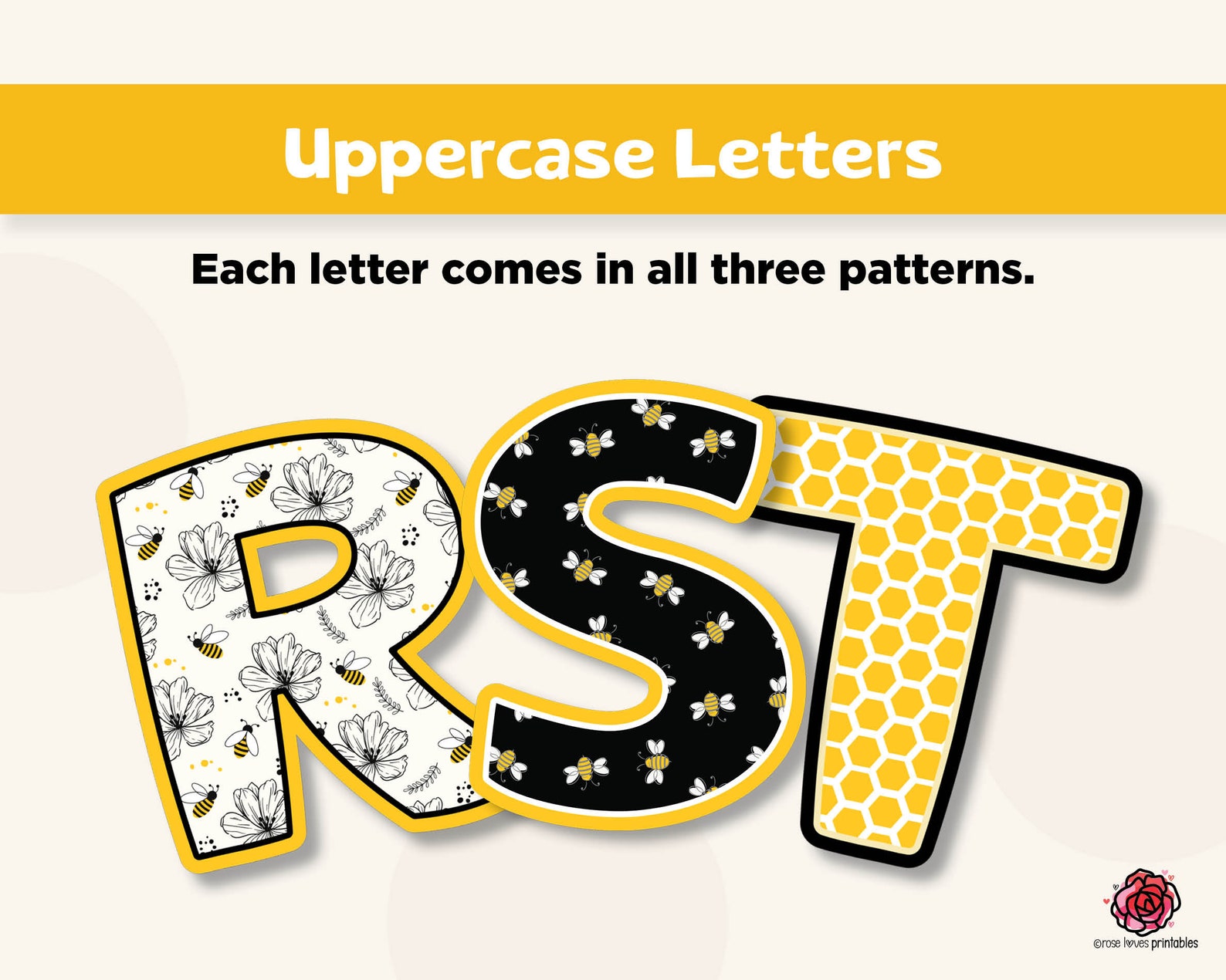 Bumble Bee Bulletin Board Letters, Honeycomb Printable Letters for ...