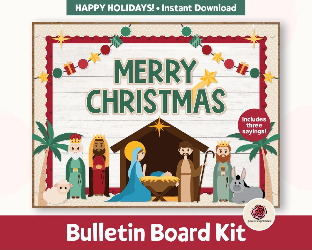 Christmas Bulletin Board Kit, Nativity Bulletin Board, Printable ...