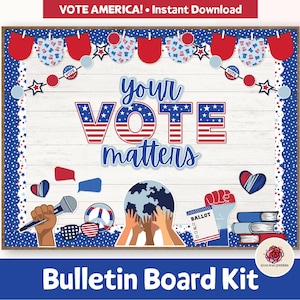 VOTE Themed Bulletin Board Kit, Civic Engagement Classroom Decor ...