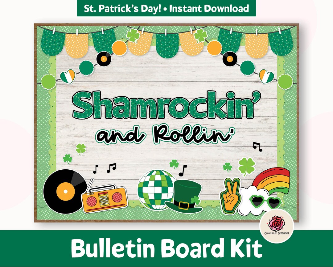 St Patricks Day Bulletin Board Kit: Shamrock Classroom Decor (digital ...